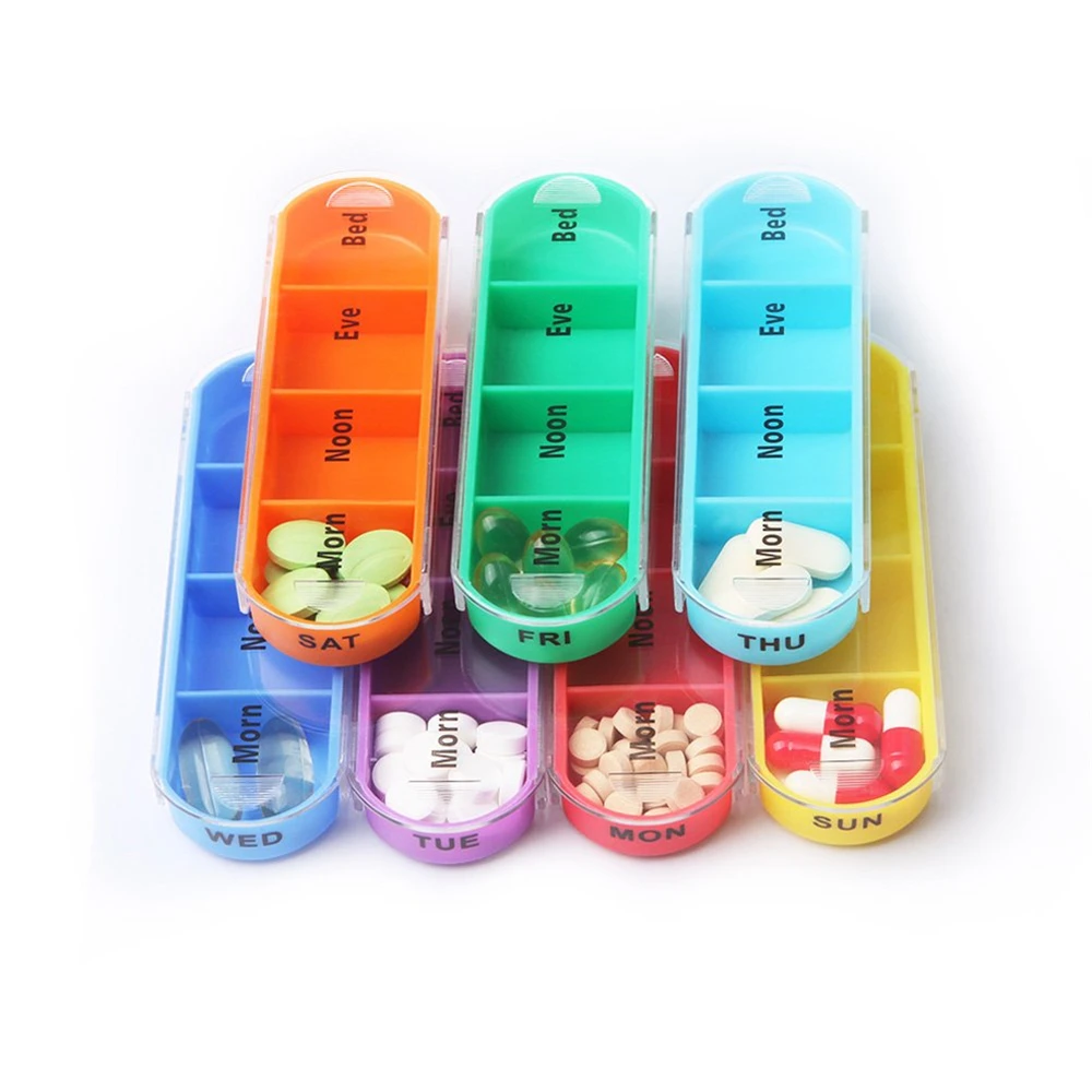 Small Plastic Portable Pill Boxes - Weekly Medicine Organizer