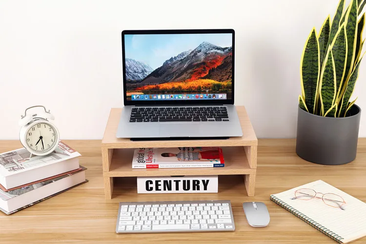 P15 2-tier Mdf Monitor Riser Stand Desk Laptop Stand For Workstation ...