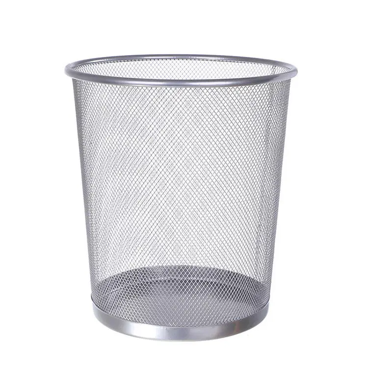 BX Round Metal Paper Wire Mesh Trash Can - Sturdy & Lightweight
