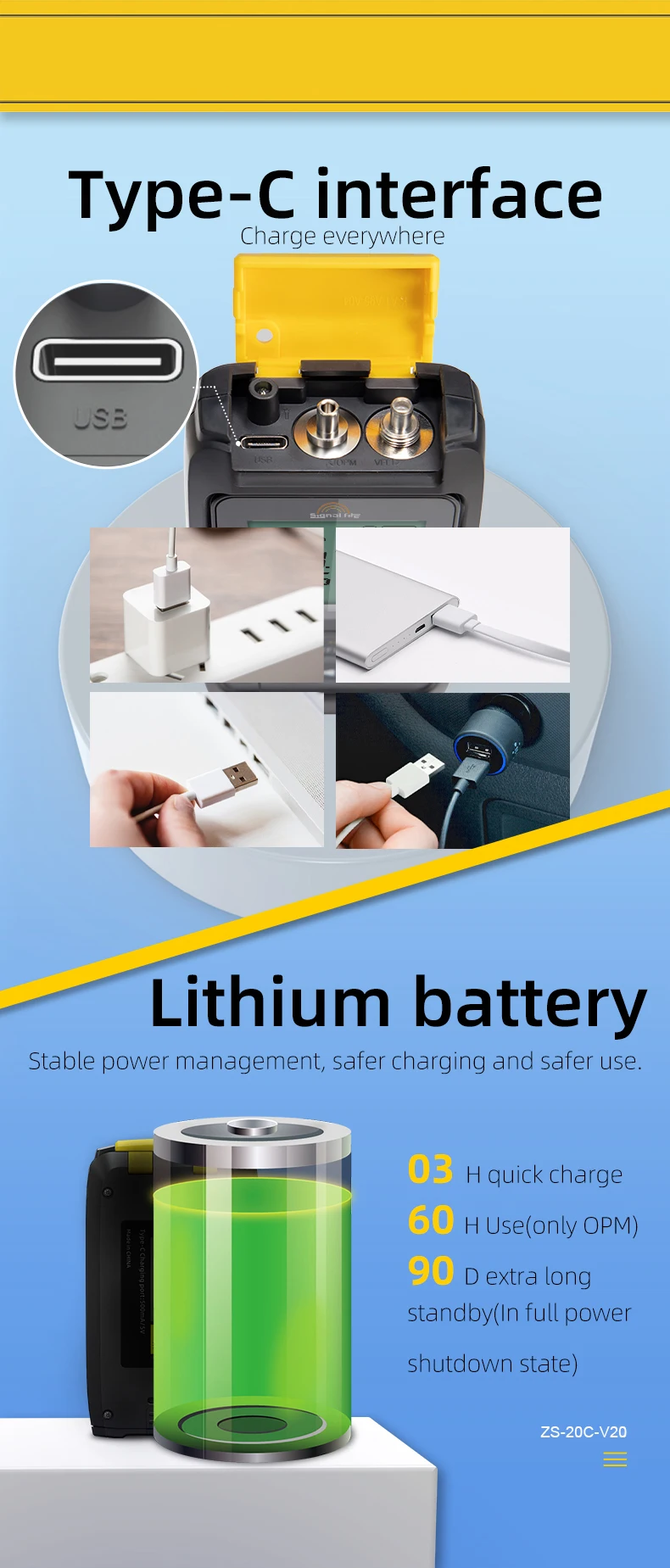 Signal Fire ZS-20C-V20 Optical Power Meter - FTTH Tool Kit