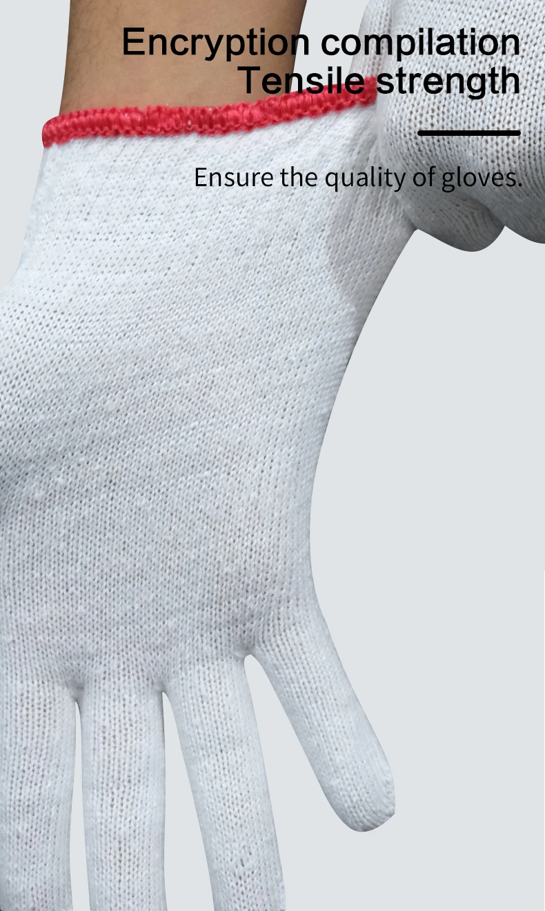 35g White General Labor Insurance Work Thick Cotton Gloves With Red ...