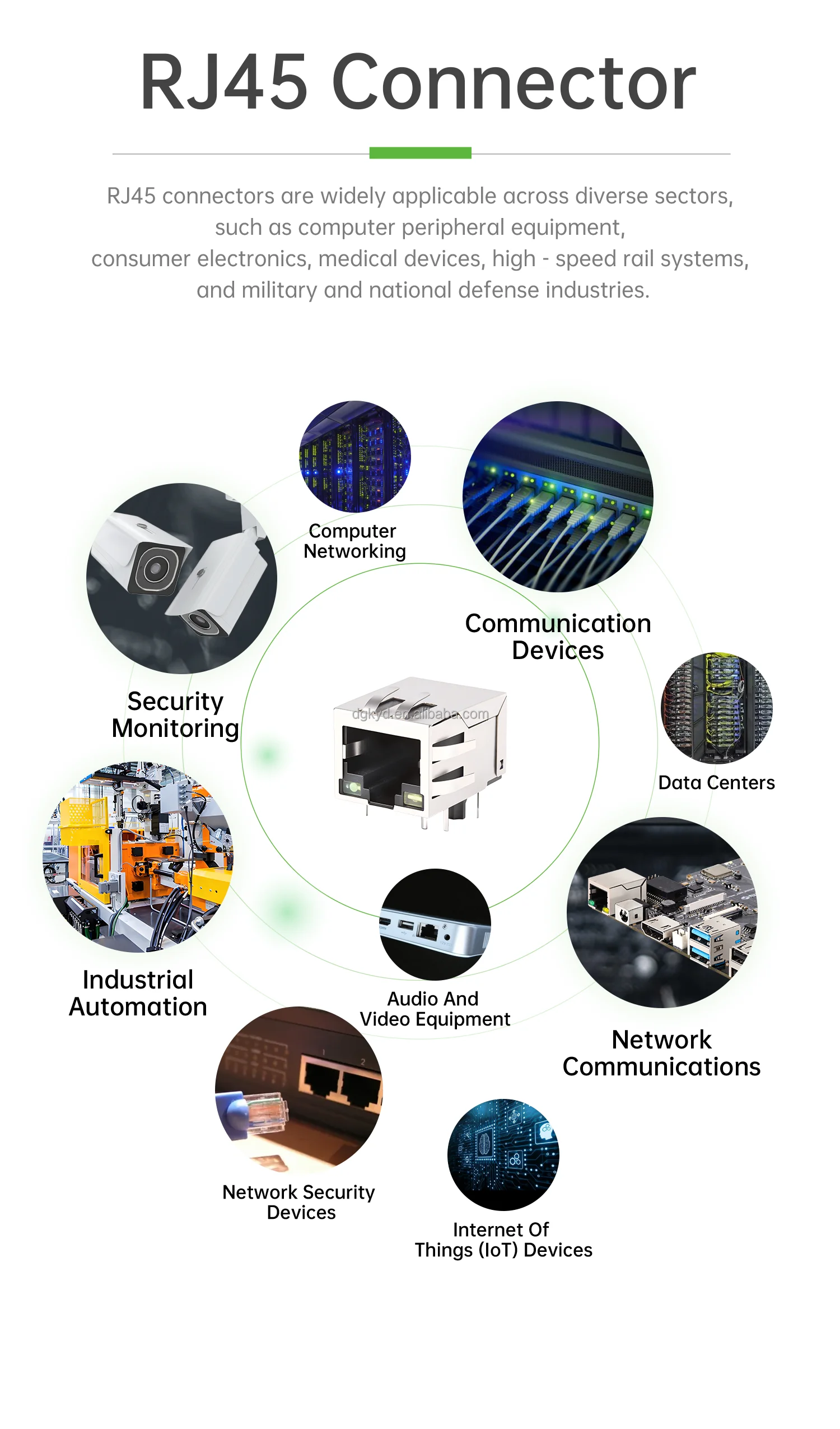 Single Port Shielded RJ45 Female Connector With 10/100 Base-T ...