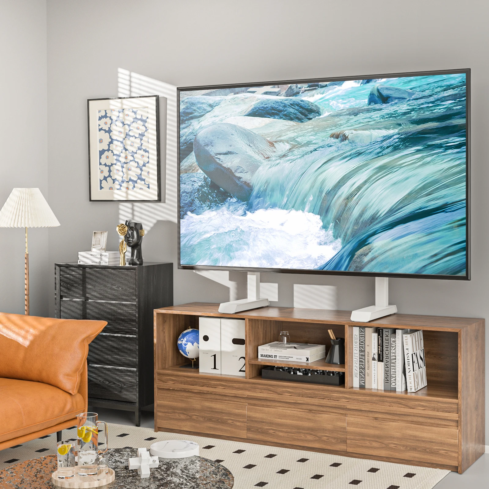 Universal White TV Legs, TV Stand with 90 Inch VESA Mount, Portable ...