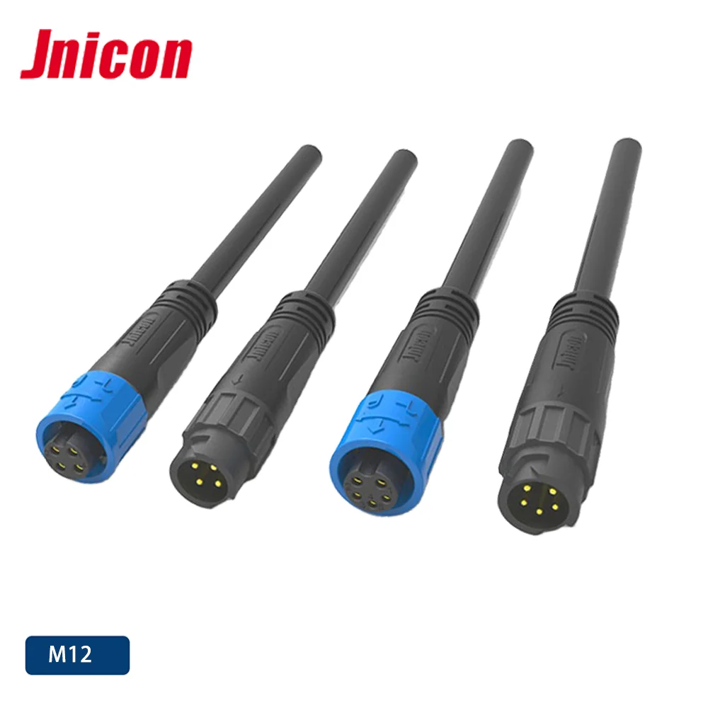 Jnicon M12 2pin 3pin 4pin 5pin male to female waterproof wire circular ...