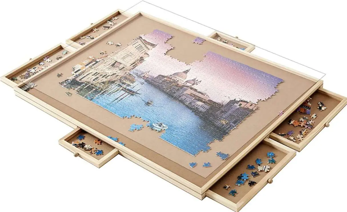 Wood Puzzle Board Jigsaw Table Hot Sale Upgraded Turntable Puzzle Table ...