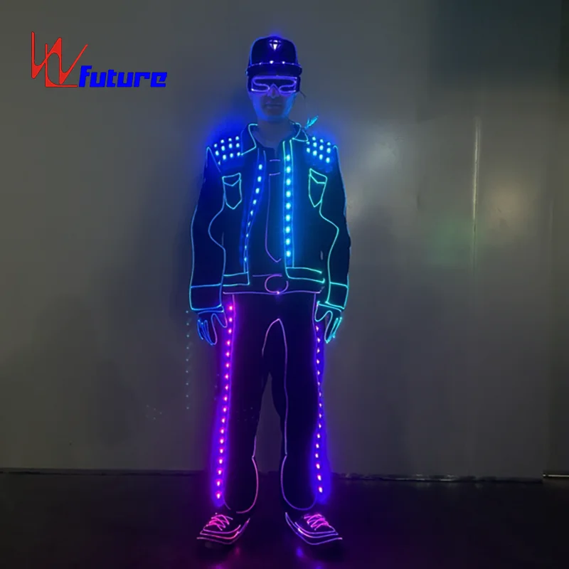Fiber Optic Led Light Cool Hip Hop Show Dance Costume Set - Buy Fiber ...
