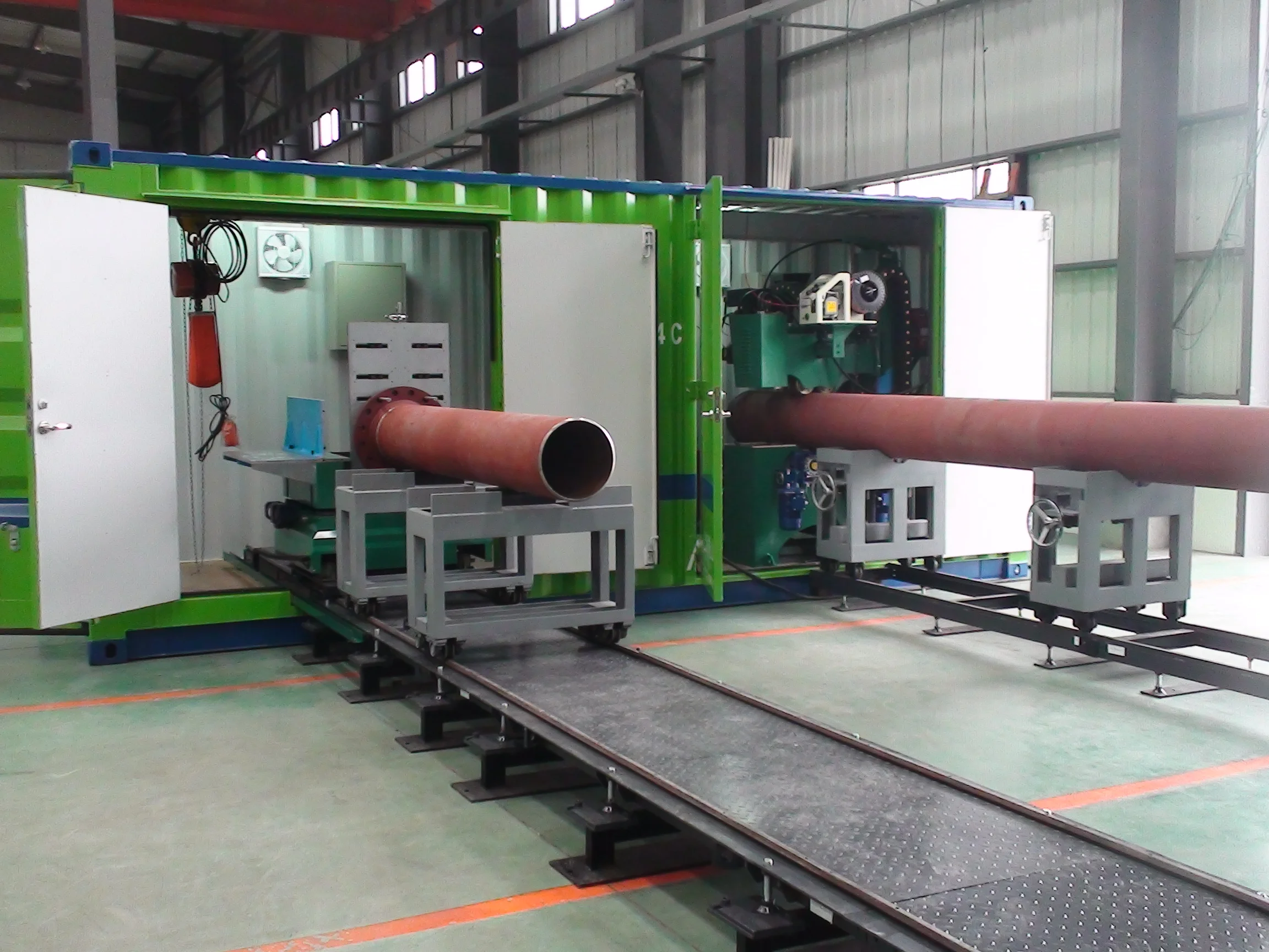 Container Type Pipe Spool Fabrication Line With Pipe Welding And ...