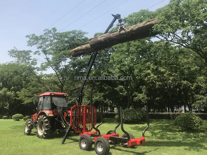 Small Tractor Forestry Trailer with Log Crane for Sale - 6 Ton Capacity ...