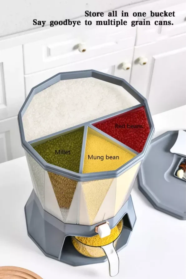 New Transparent Rotatable Rice Bucket Large Capacity Grain Storage ...