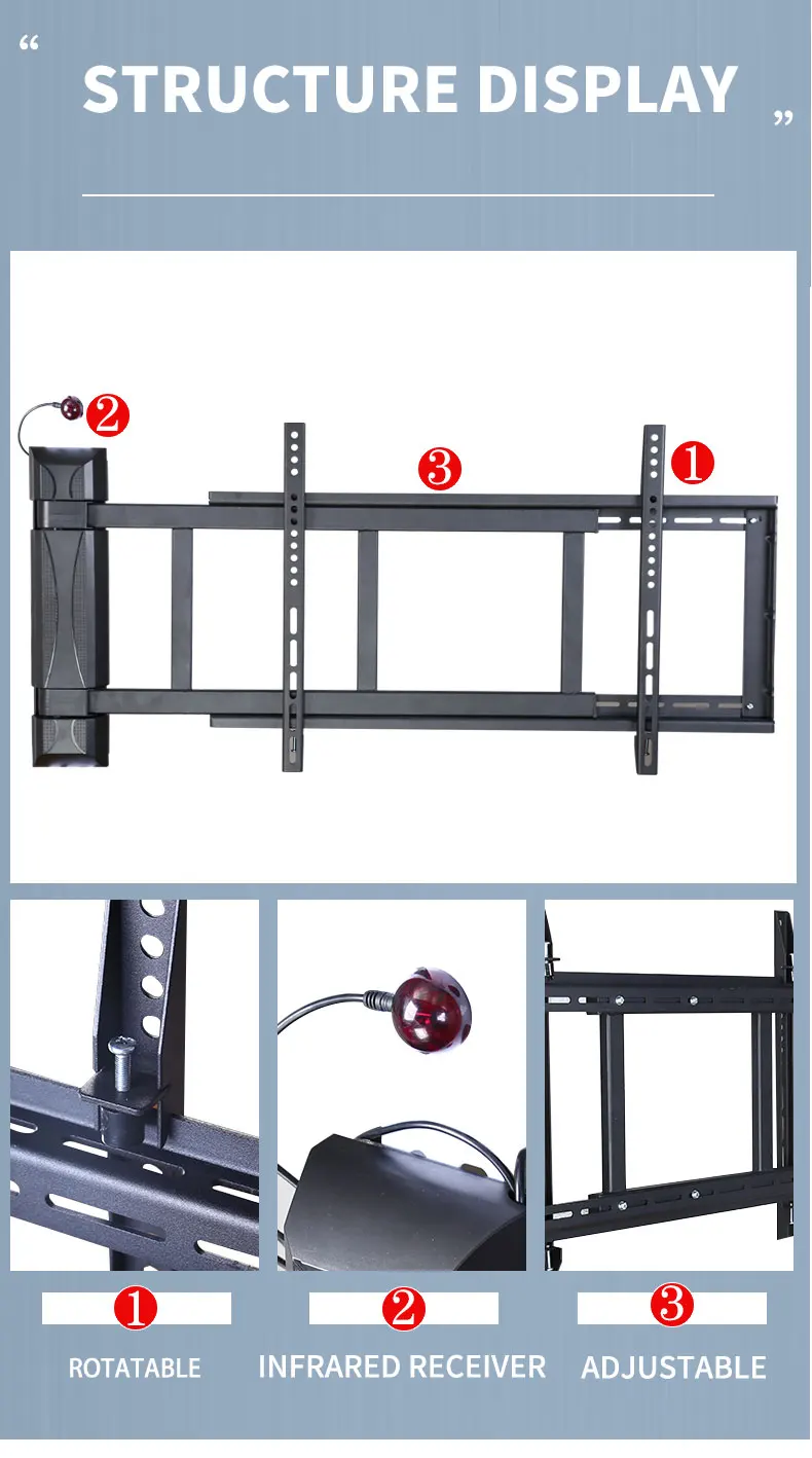 Remote Control Electric TV Wall Mount - Fits 50-65" Screens