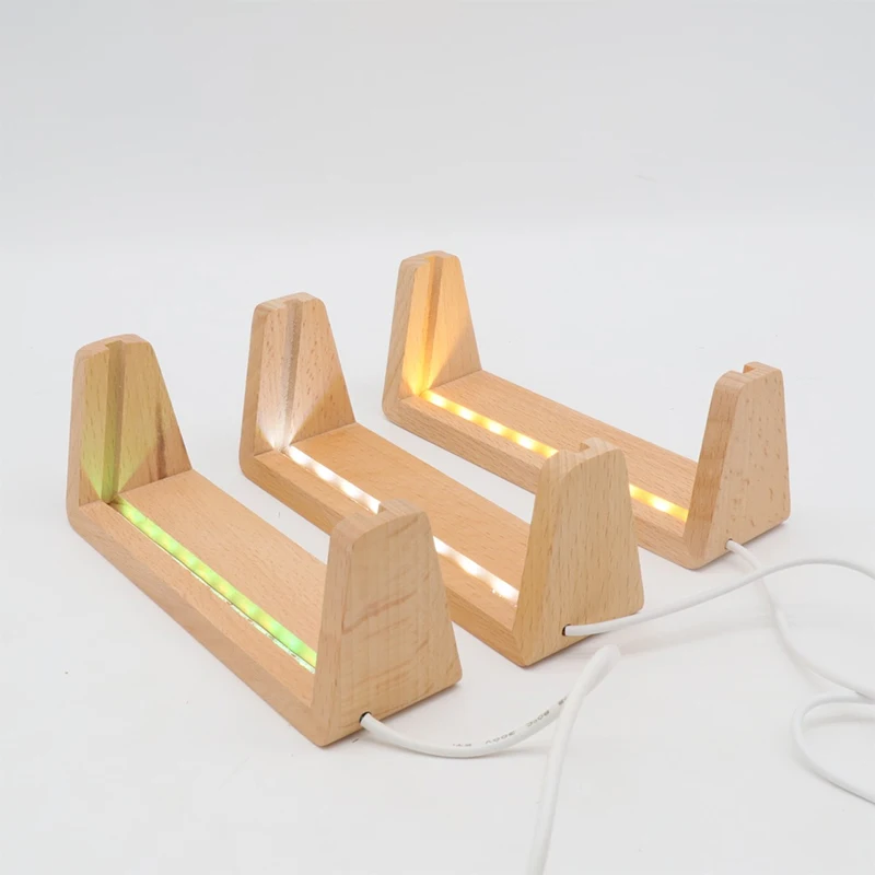 Luminous U Shape Wood Frame Dimming 3D Wood Holder Acrylic Night Light ...