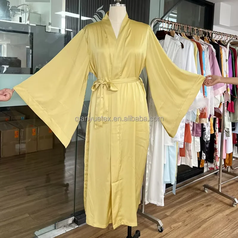 Elegant Luxury Silk Long Robes Bride Bridesmaid Wedding Morning Gown ...