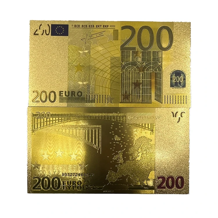 24K Gold Color Foil Euro Banknote Set - 7PCS (5, 10, 20, 50, 100, 200 ...