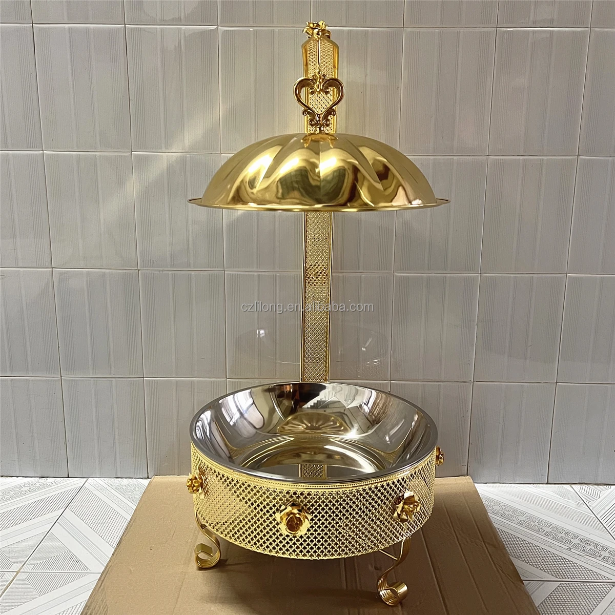 Luxury Gold 8L Stainless Steel Chafing Dish Set for Catering