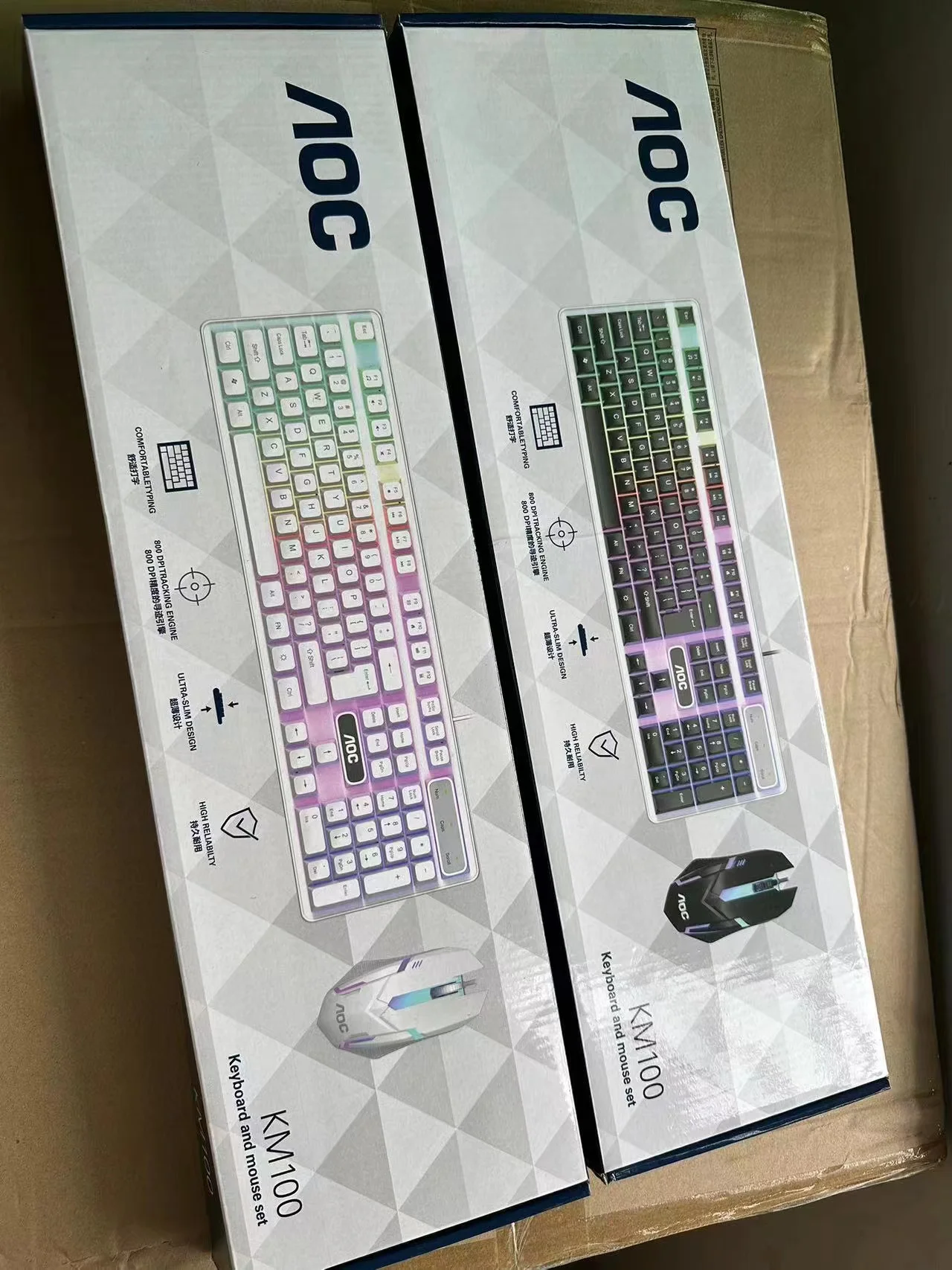 Aoc Km100 Wired Usb Luminous Keyboard And Mouse Set Mechanical Touch ...