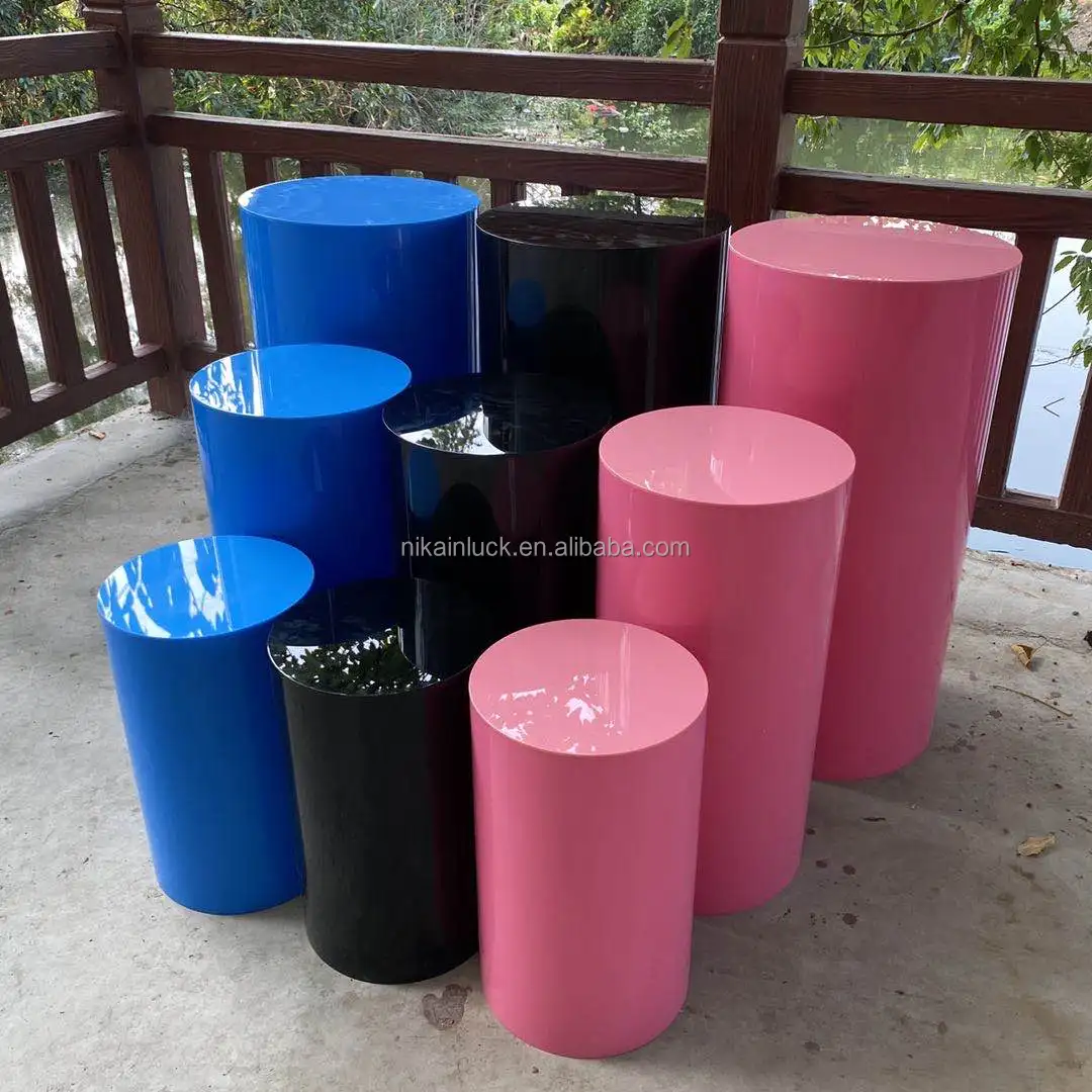 5 Pcs Wedding Backdrop Stand Collapsible Pedestal Cylinder Stands ...