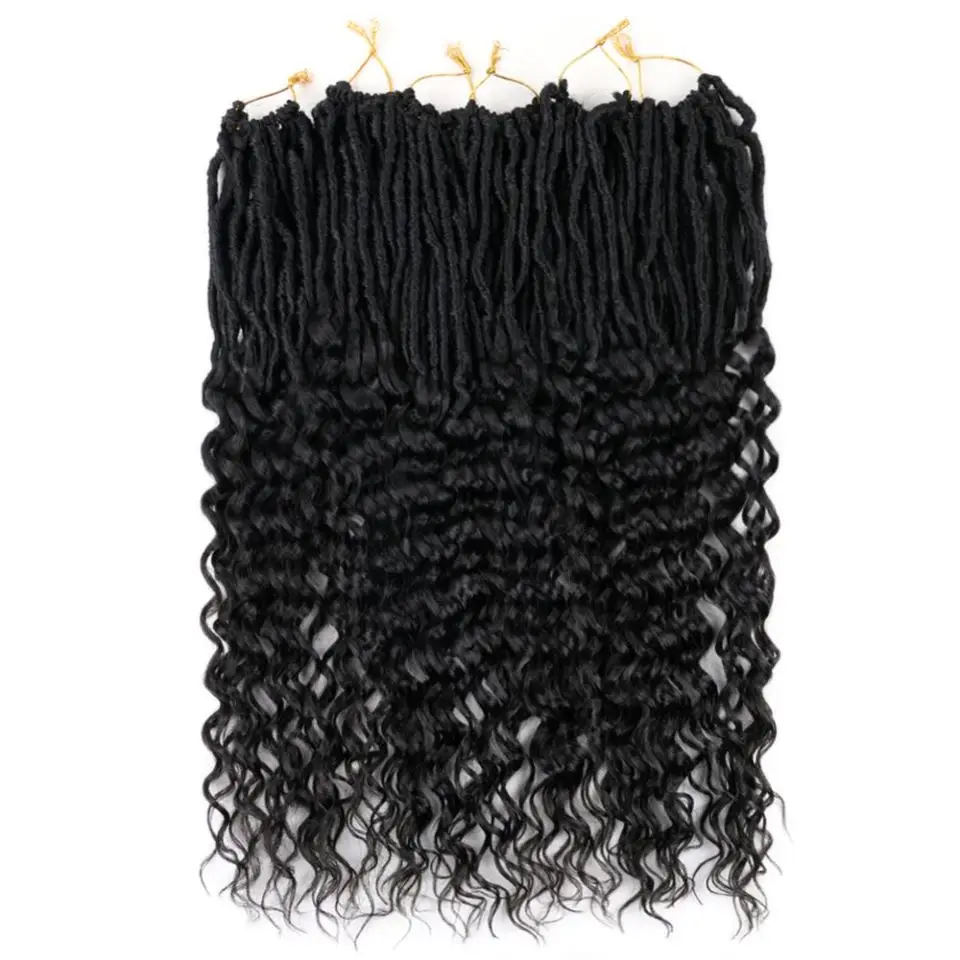 24inch New Pre-looped Deep Wave Fauxs Locs Nu Goddess Bohemian Crochet ...