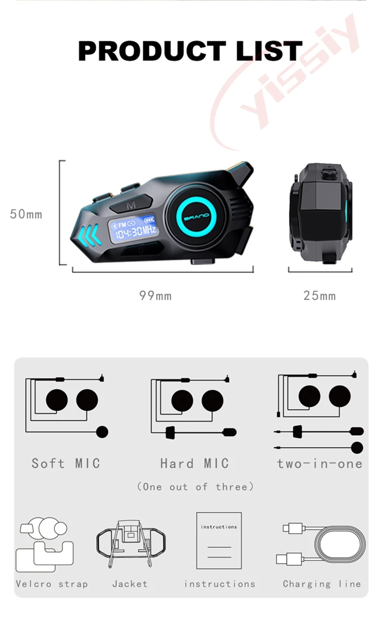 K09 Motorcycle Helmet Earphone: Wireless Intercom Headset with FM Radio ...