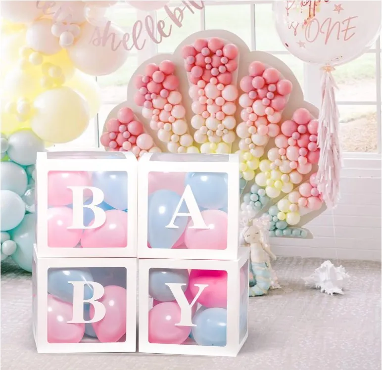 DIY Reusable 4pcs Transparent Balloon Box With Letters Baby Shower Boxes Party Decorations for Party Backdrop Alibaba