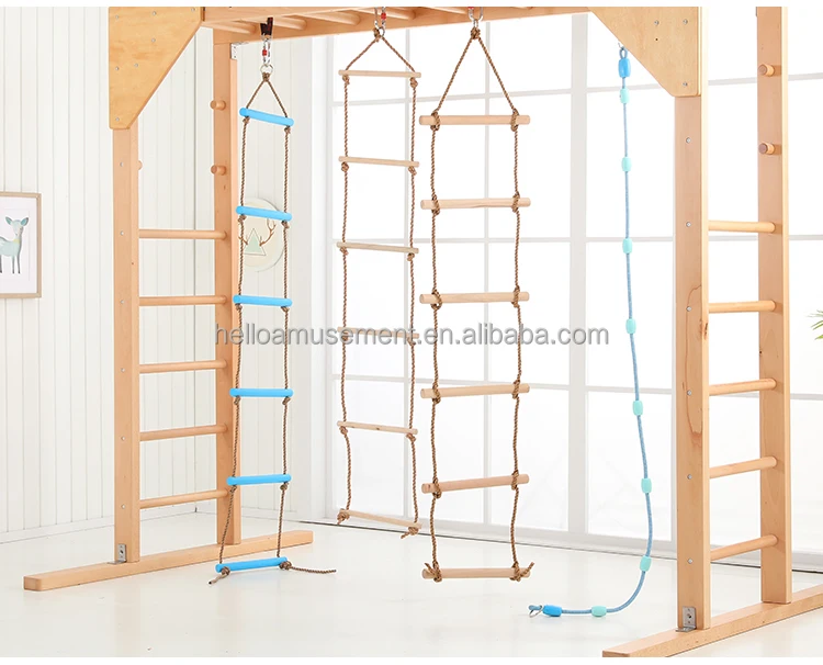 Wooden Climbing Ladders Indoor Sensory Hanging Training Swing Sensory ...