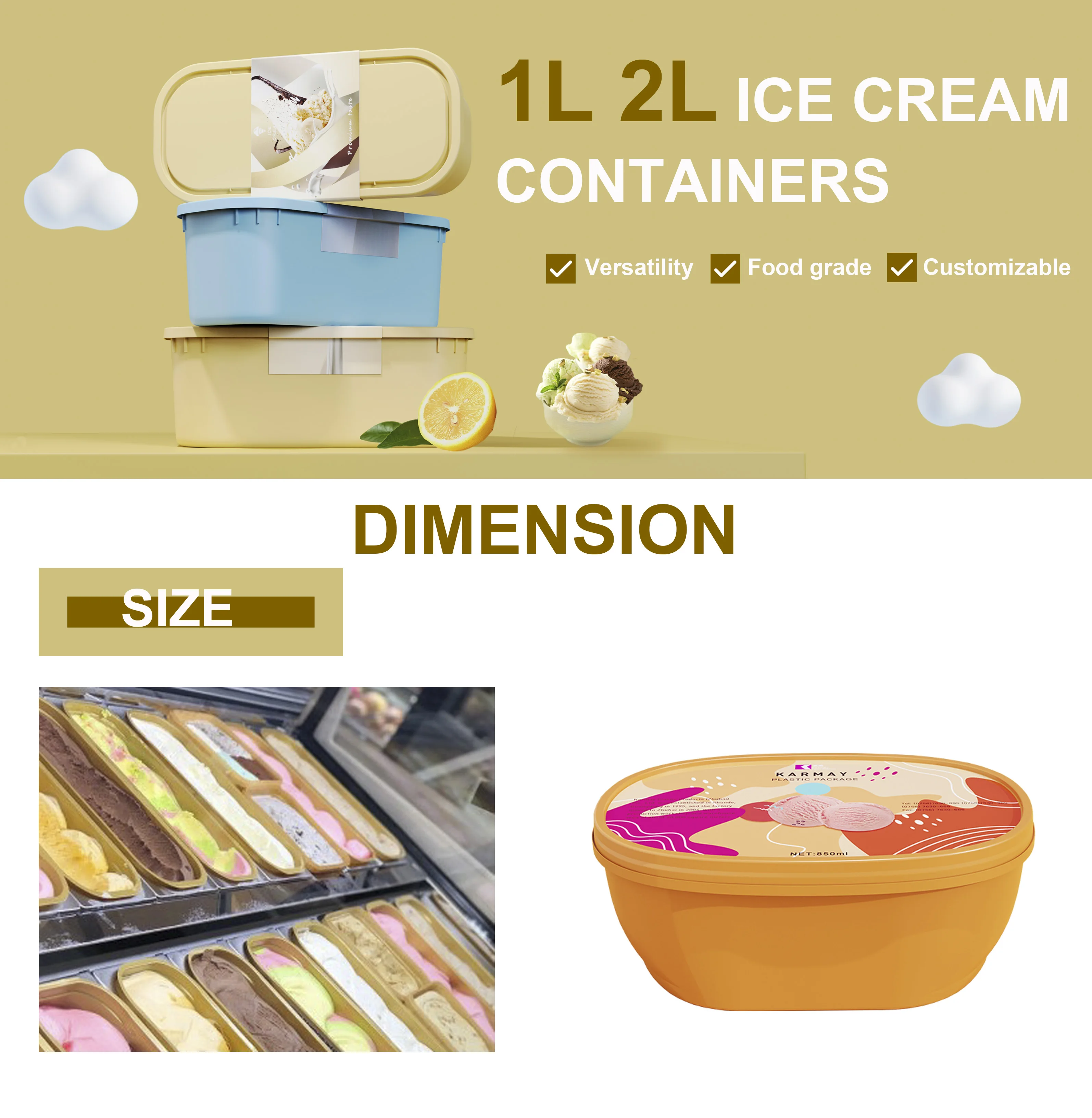 Gelato Box Packaging Design Temper Evident Family Pack 850ml Plastic Oval Box - Buy Gelato Box ...