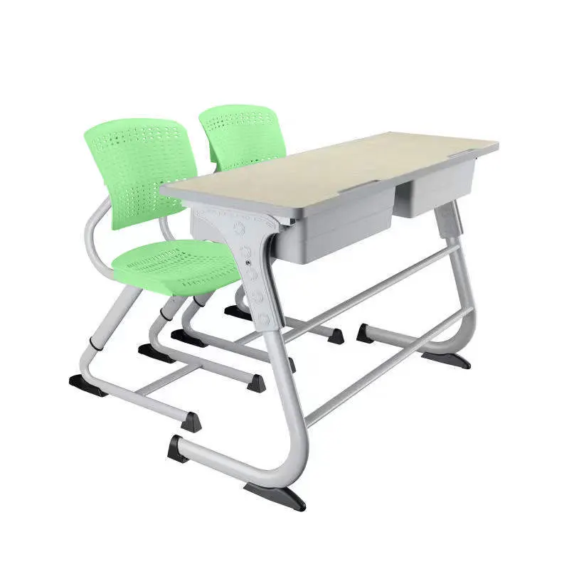 Plywood Double School Desk And Chair For Students Double Desk Chair Set ...