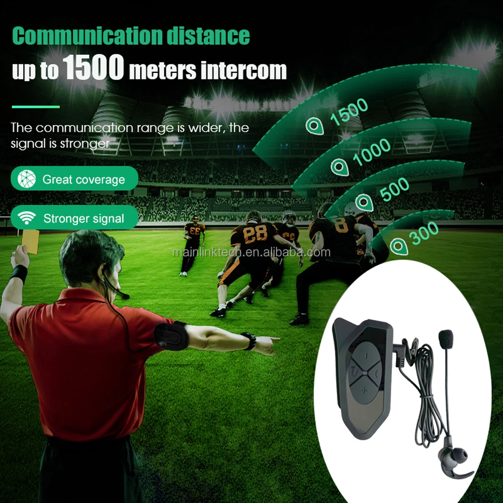 Referee Intercom Headset Bt Headphone 1-4 User 1000m Full Duplex ...
