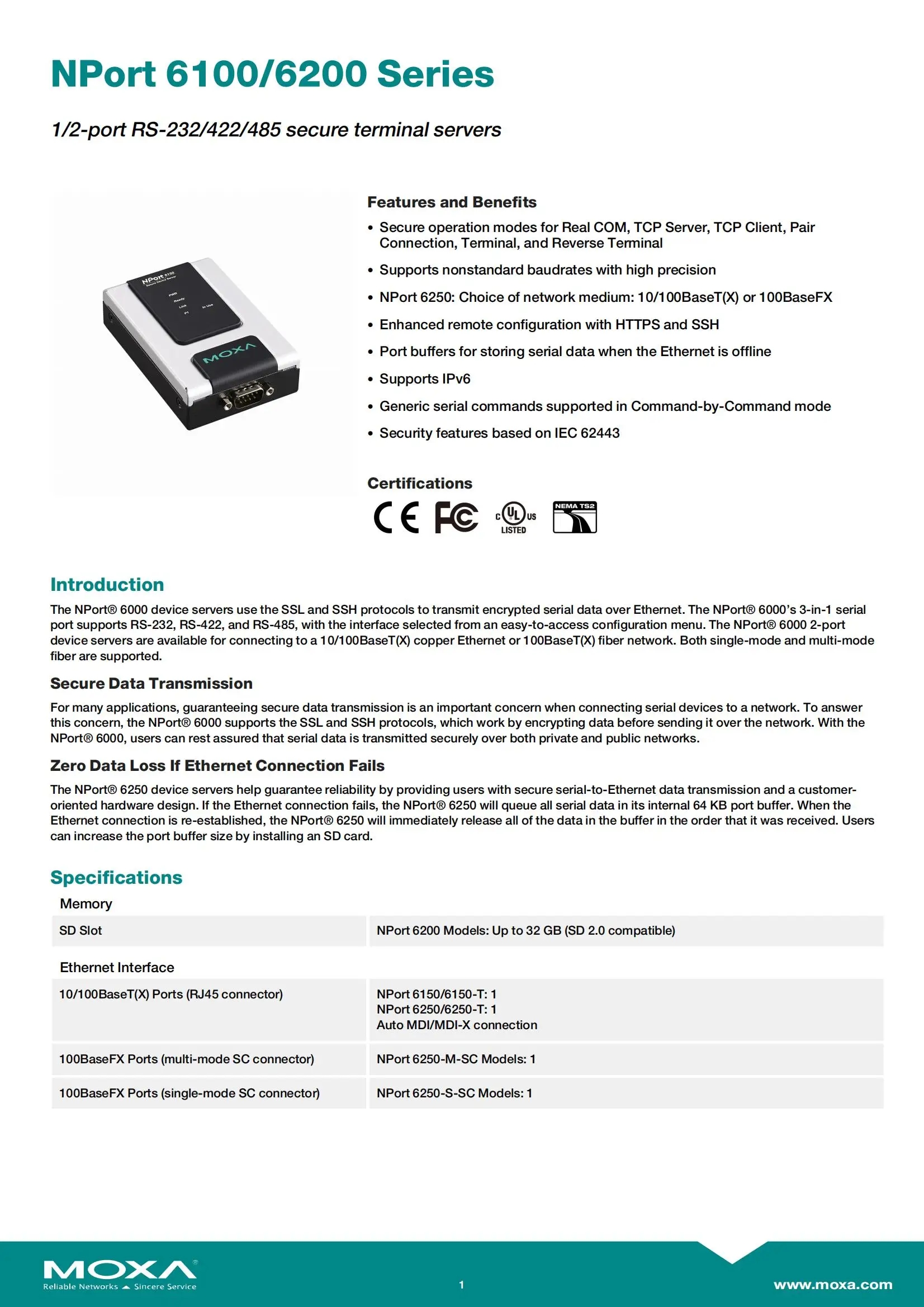 MOXA Nport 6250 Secure Terminal Server - Reliable & Secure