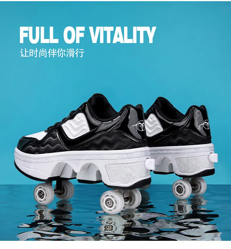 Skate Roller Shoes with Retractable Wheels - Kids' Sport Walking Shoes ...