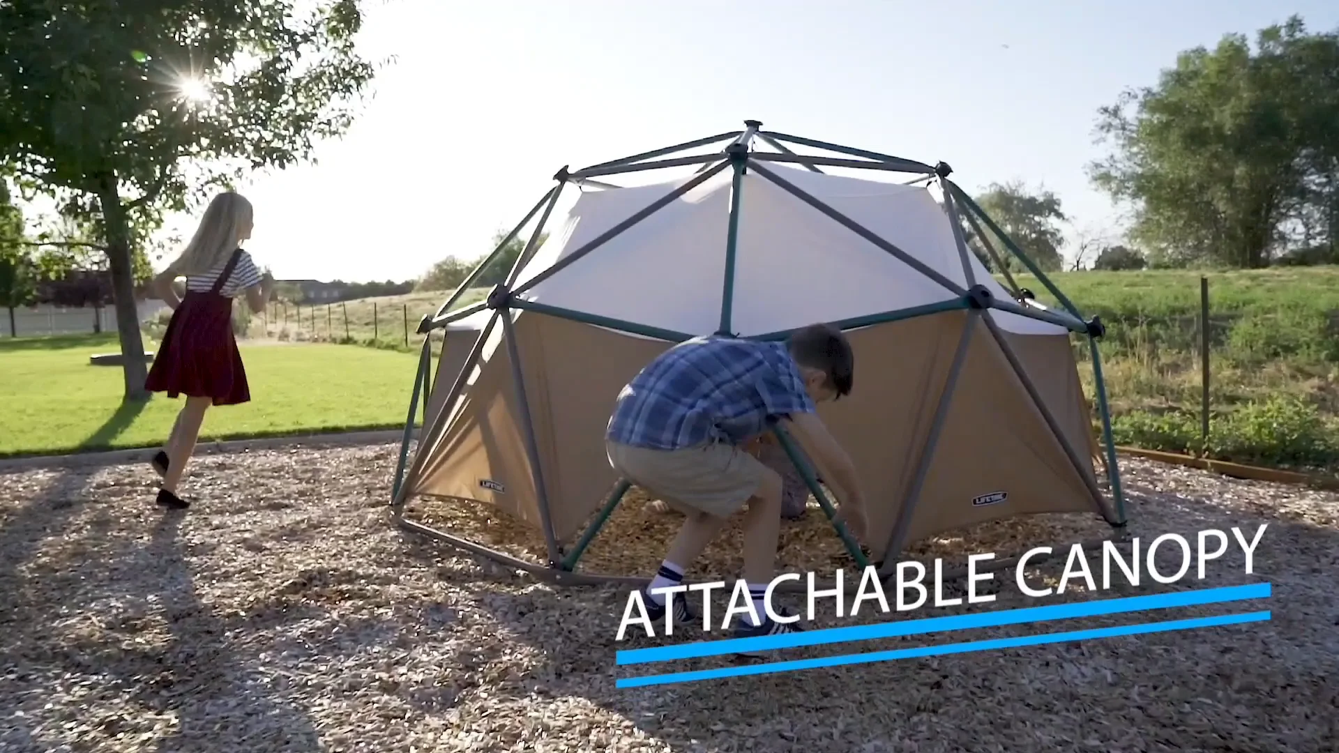 Outdoor Playground Dome Climber With Canopy Steel Frame Dome Climber With Swing And Hammock For ...