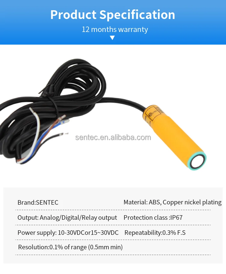 SENTEC SUL802 Distance Sensors for Liquid Level Ultrasonic Sensors With ...