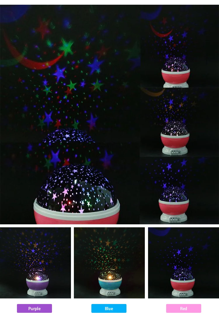 New Rotation Star Projector Night Lights Rotating Star Moon Projection ...