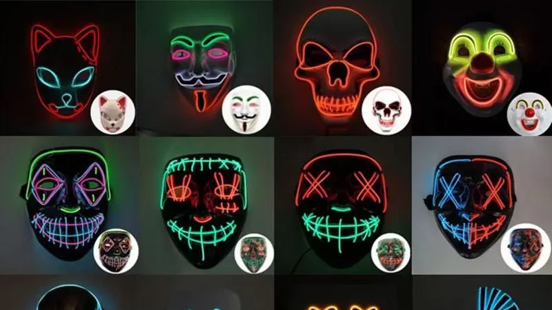 Halloween Scary Clown Mask Led Light Up Party Masks Glow In The Dark ...