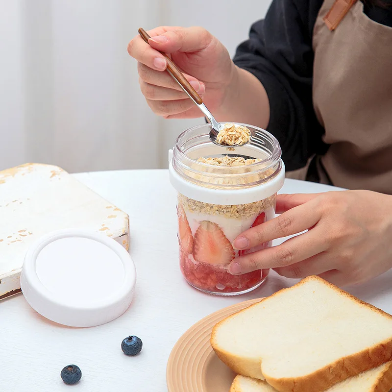 10 Oz Large Capacity Airtight Oatmeal Container Glass Overnight Oats ...