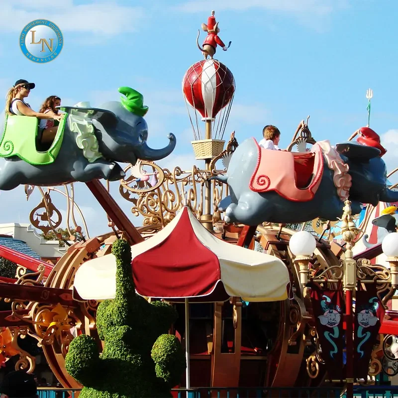 Outdoor Rotating Theme Park Rides Amusement Park Flying Elephant Rides ...