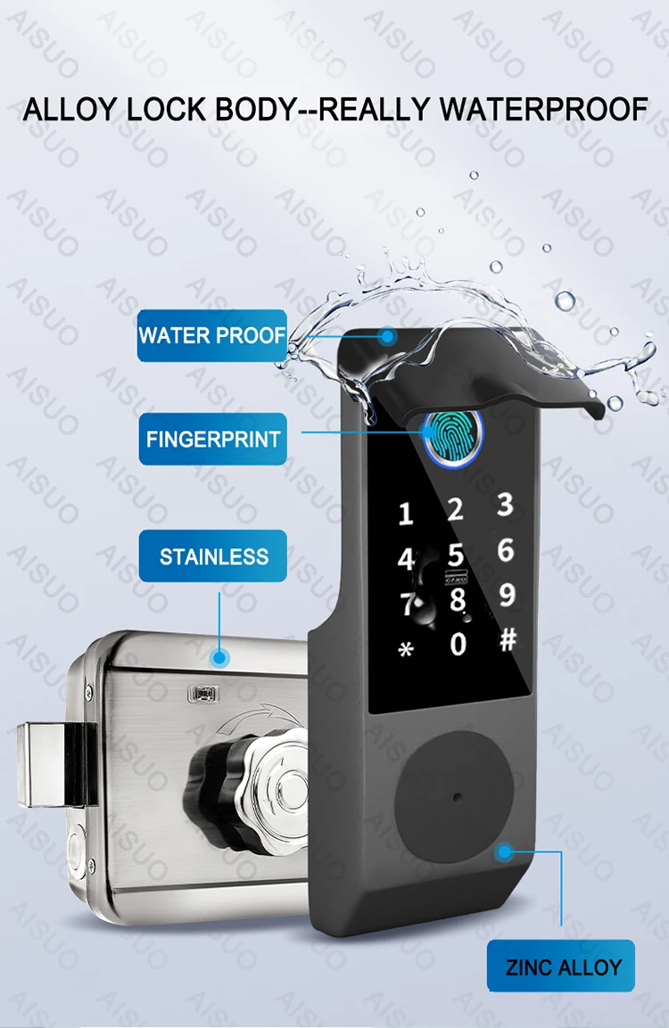 Tuya Waterproof Wifi Electric Digital Fingerprint Door Lock Tt Lock ...