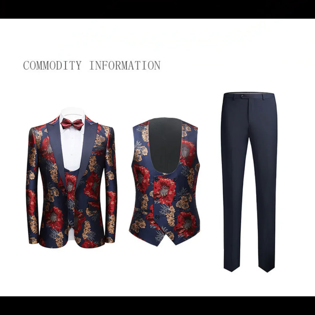 Custom Special Design Jacquard Printing Two-piece Suit Men Stage ...