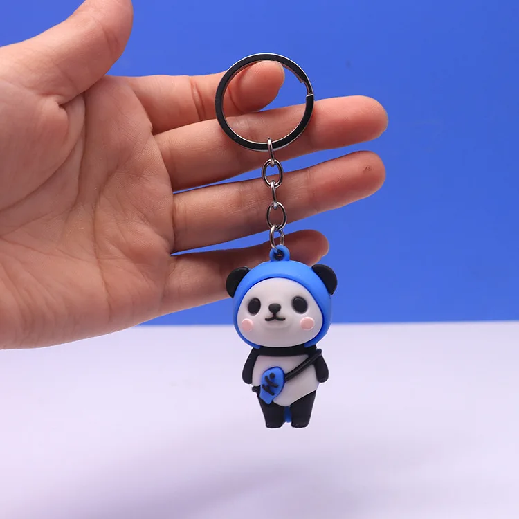 Soft Rubber Panda Keychain Cute Cartoon 3D PVC Panda Doll Key Chains ...