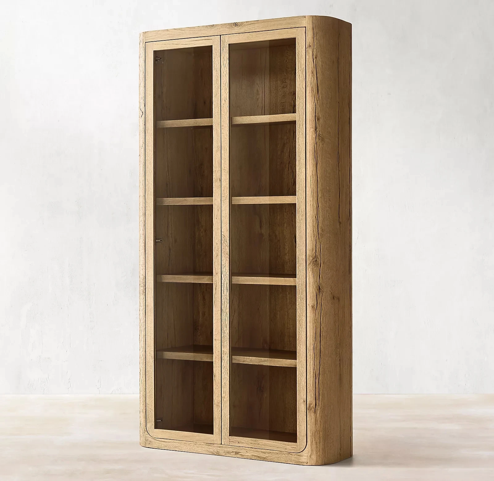 Modern Shelf Wooden Cabinet Bookcase With See-through Glass For ...