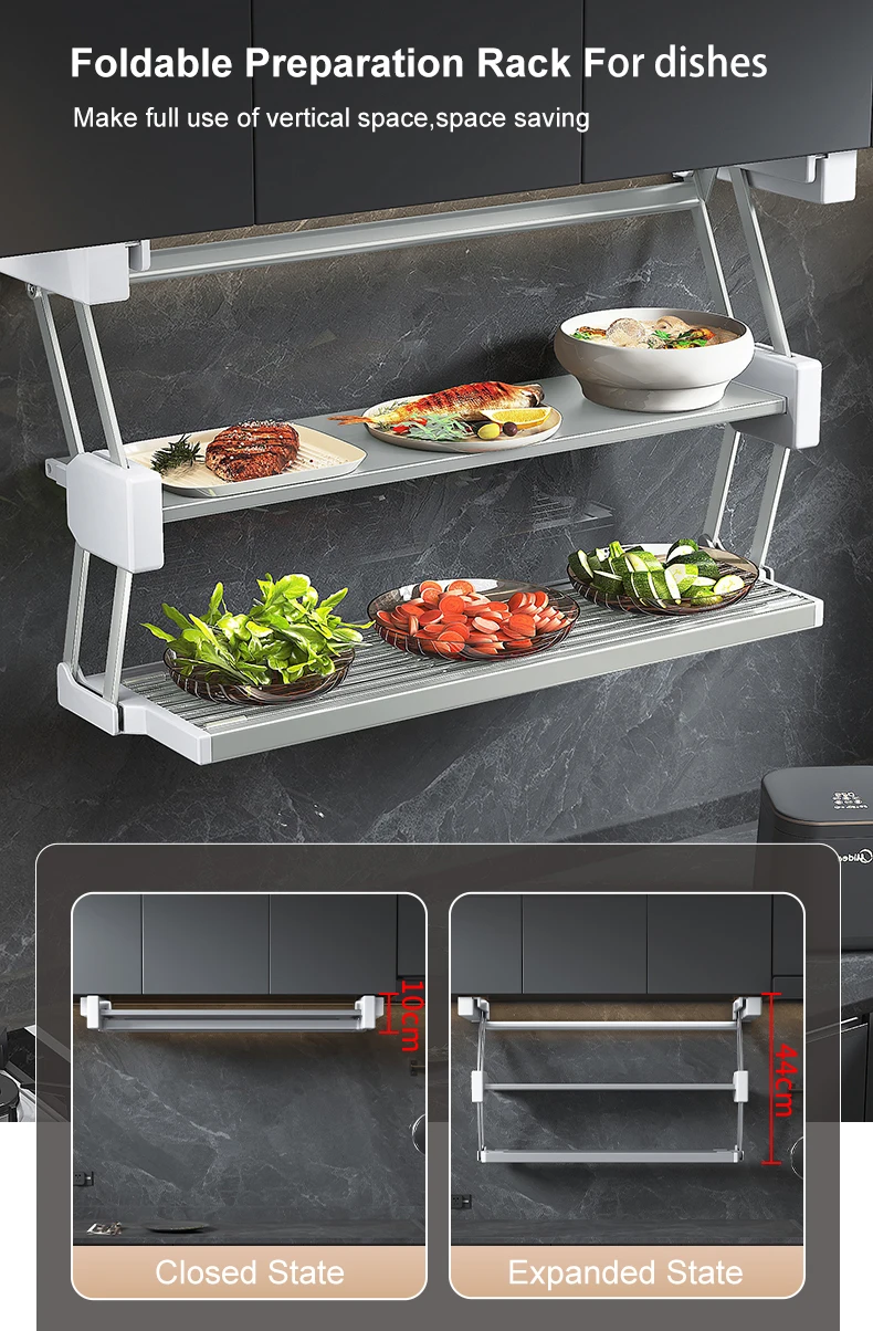 HNOSS Double Layer Folding Hanging Pull-Down Rack Aluminum Foldable ...