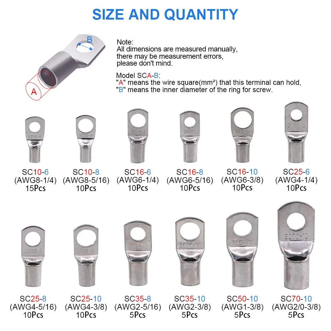 Eyelets Tubular Ring Electrical Terminals Cold Battery Cable Ends ...