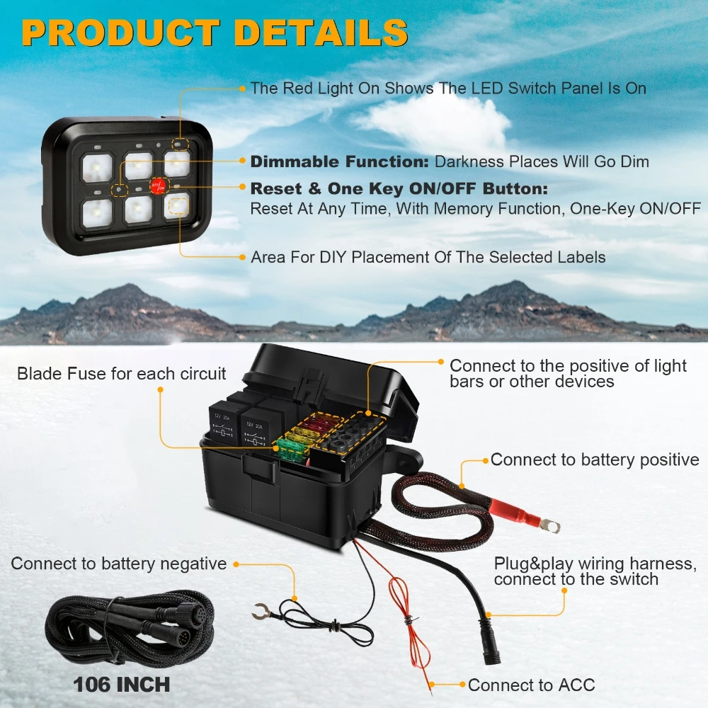 6 Gang Dimmable ON-Off 12V LED Switch Automotive Light Relay Control Box Switch| Alibaba.com
