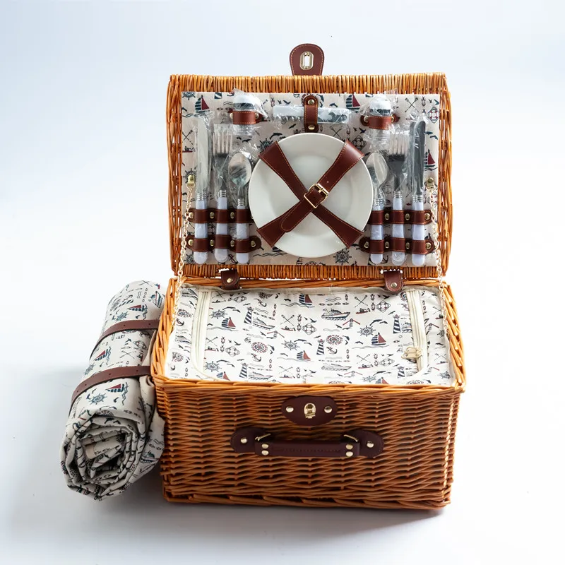 Wholesale Picnic Basket Set 4 Person Insulated Baskets