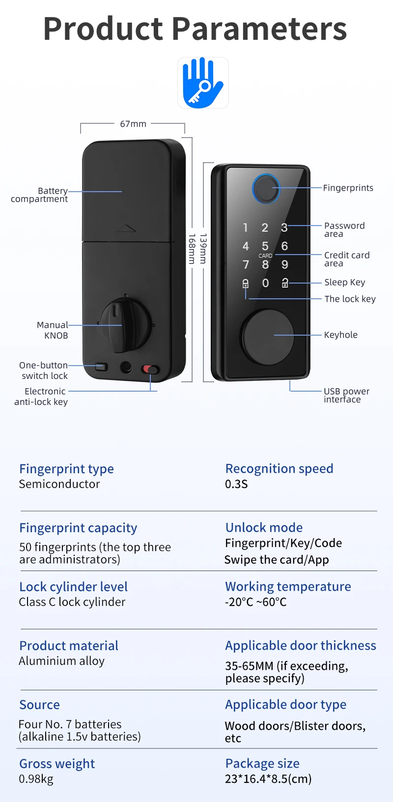Wholesale Ttlock Smart Fingerprint Knob Security Keyless Electronic Key ...