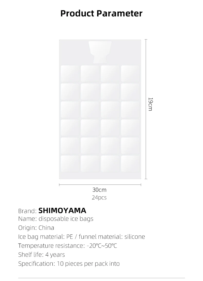 Shimoyama 24 Grids Disposable Ice Making Bags Ice Cube Tray Mold Makes Shot Plastic Ice Cube Bag ...