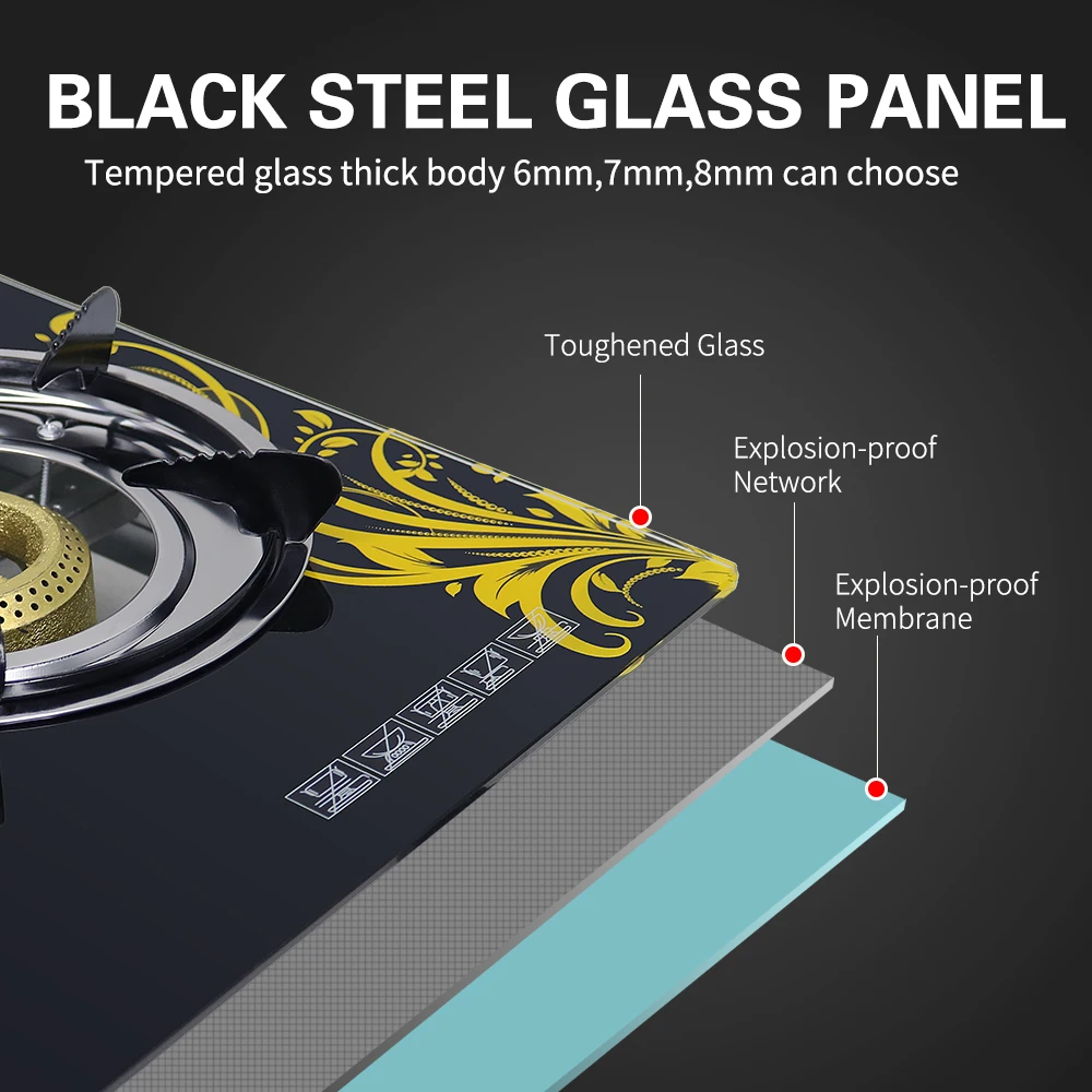 Gas Stoves Glass Top Double Burner - Tempered Glass Cooktop