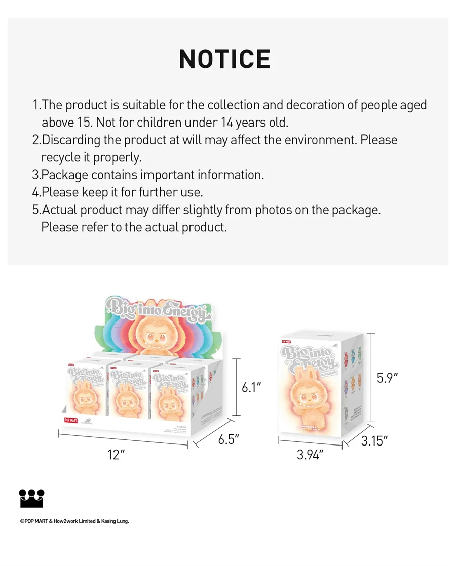 For Pop Mart Unique Design Labubu V3 Big Into Energy PVC & Resin Plush ...