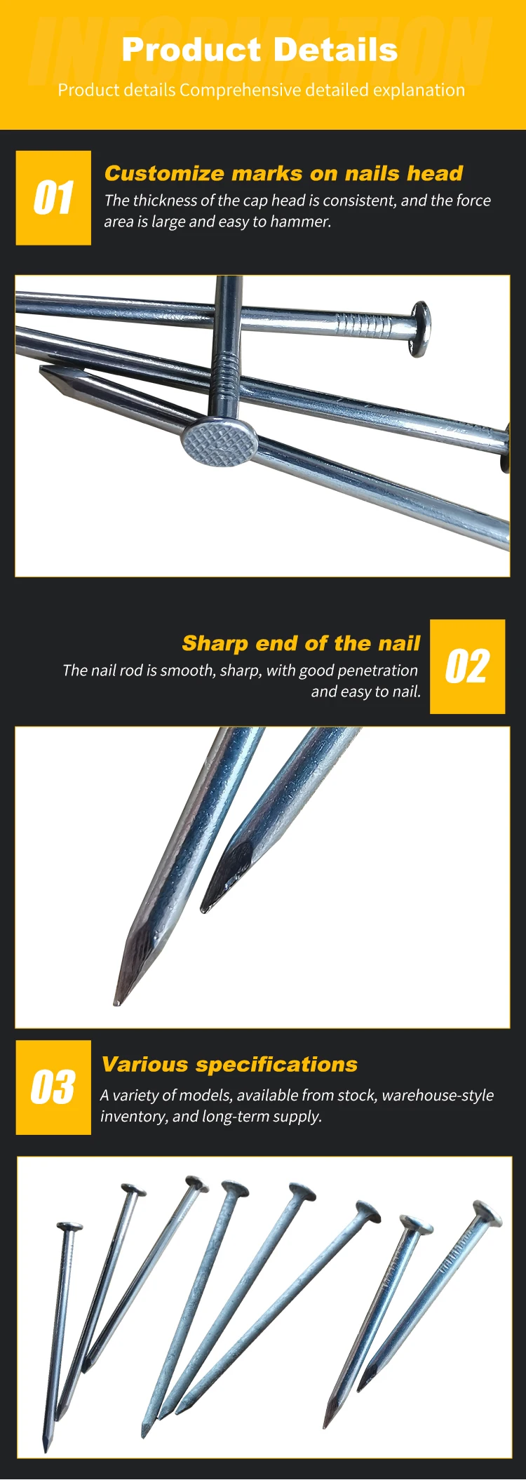 Mega Hot Sale Construction Wire Nails 1/2"-10" Bright Polished Iron ...