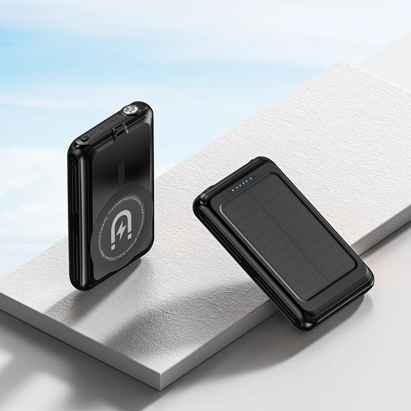 5000mah Solar Power Bank - Portable Wireless Magnetic Charger