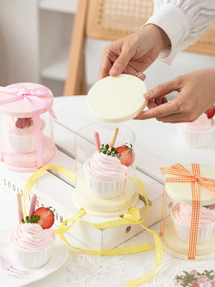 Luxury Mini Cupcake Boxes Plastic Round 2 Inch Single Cake Box for Kid ...